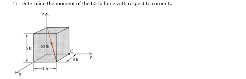 Solved 1) Determine the moment of the 60-lb force with | Chegg.com
