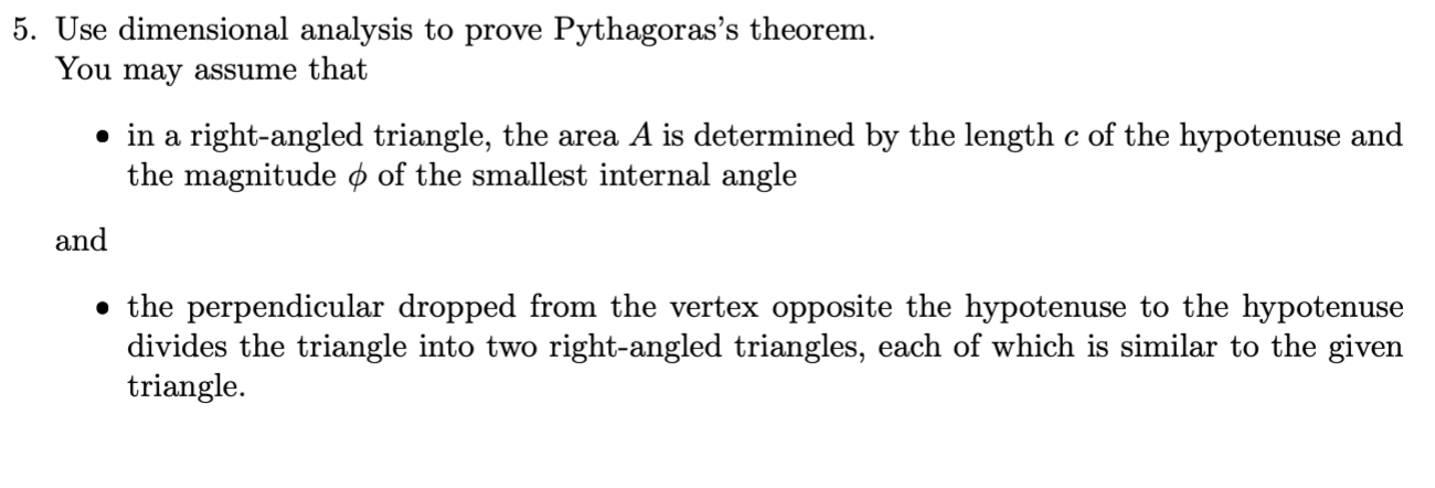 Solved 5. Use dimensional analysis to prove Pythagoras's | Chegg.com