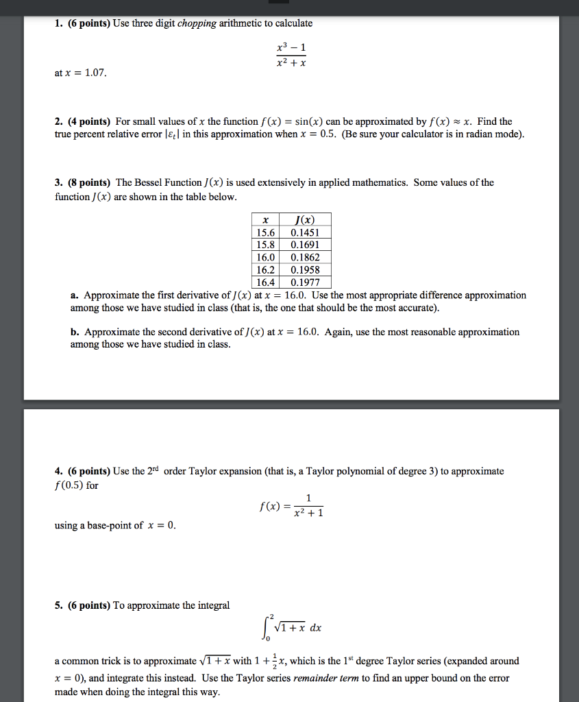 Solved 1. (6 points) Use three digit chopping arithmetic to | Chegg.com