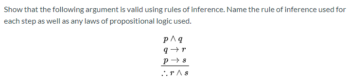 Solved Show that the following argument is valid using rules | Chegg.com