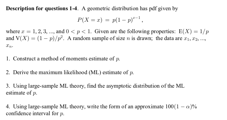Solved Description for questions 1-4. A geometric | Chegg.com