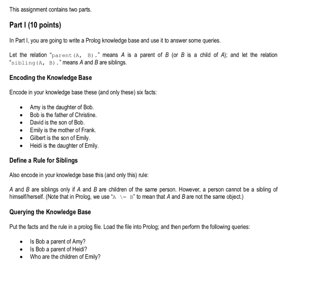 This assignment contains two parts. Part I (10 | Chegg.com
