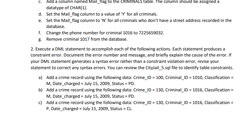 Solved Execute the CityJail_5.sql (You can find it under | Chegg.com