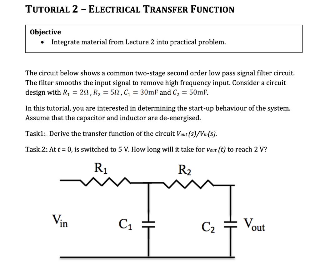 Solved TUTORIAL 2 - ELECTRICAL TRANSFER FUNCTION Objective | Chegg.com