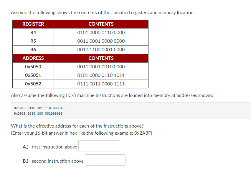 Solved Assume the following shows the contents of the | Chegg.com