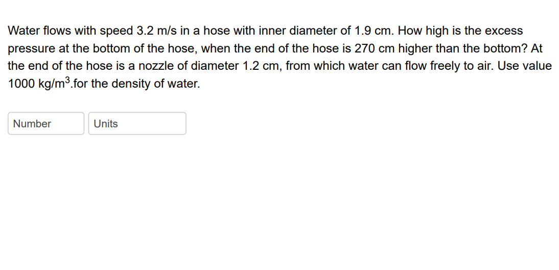 Solved Water flows with speed 3.2 m/s in a hose with inner | Chegg.com