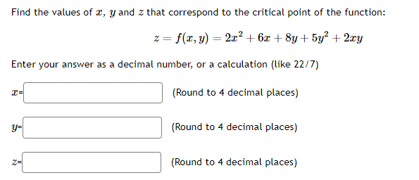 Solved Find the values of x,y ﻿and z ﻿that correspond to the | Chegg.com