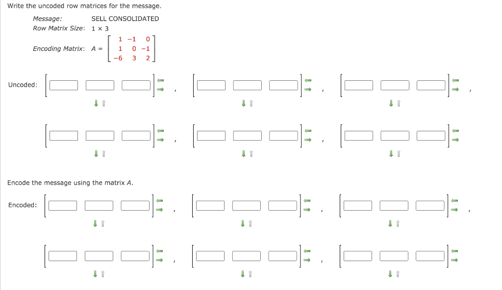 Solved Write the uncoded row matrices for the message. | Chegg.com