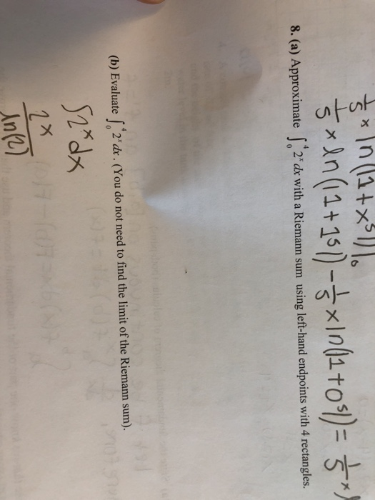 Solved 2'dx with a Riemann sum using left-hand endpoints | Chegg.com
