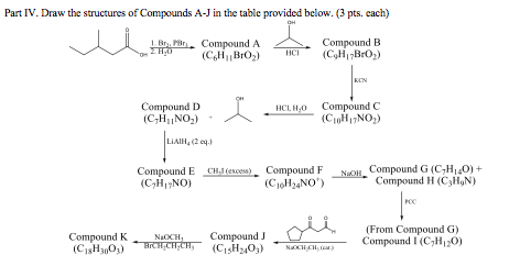 Solved Part IV. Draw the structures of Compounds A-J in the | Chegg.com
