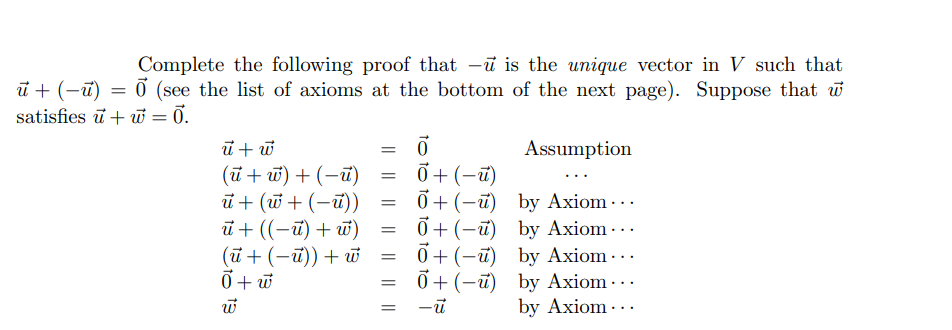 Solved Complete the following proof that -vec(u) ﻿is the | Chegg.com