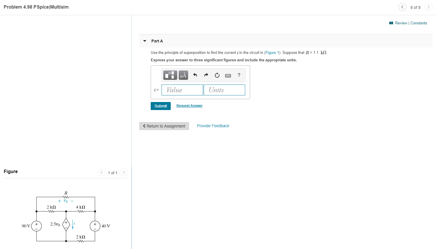 Solved Problem 4.98 PSpice Multisim 80f8 > Review Constants | Chegg.com