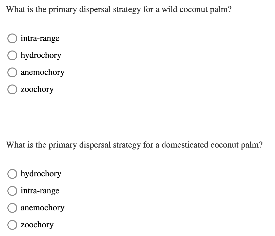 Solved What is the primary dispersal strategy for a wild | Chegg.com