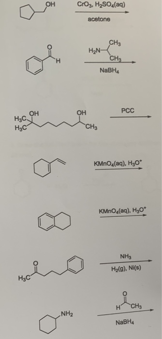 Solved он CrO3. H2504(aq) CH3 CH NaBH4 он он РСС KMnO4(aq), | Chegg.com