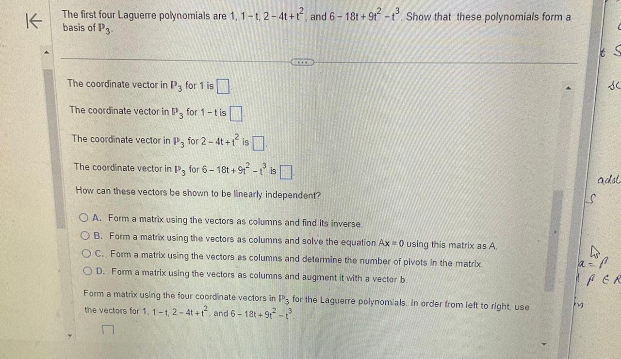 Solved The first four Laguerre polynomials are | Chegg.com