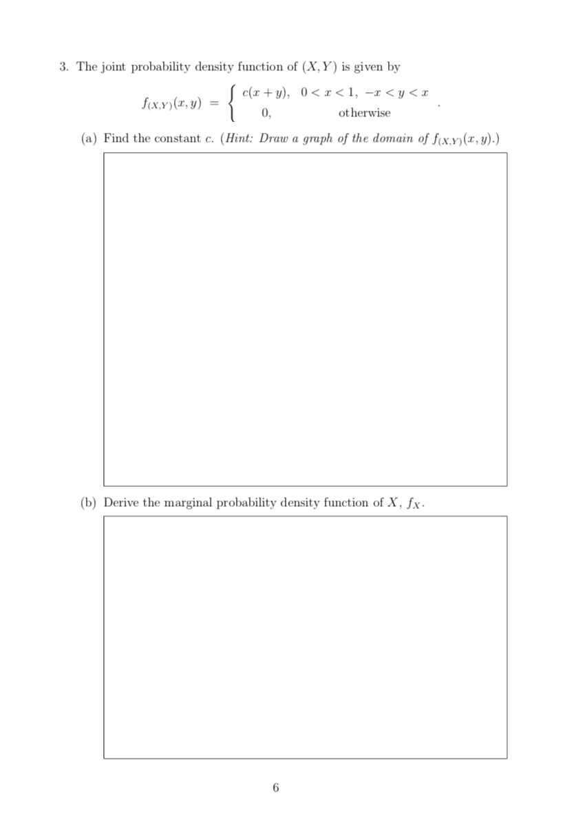 Solved 3. The joint probability density function of (X,Y) is | Chegg.com