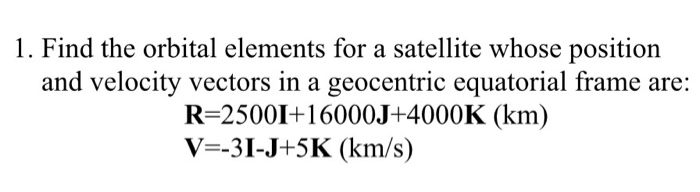 Solved 1. Find the orbital elements for a satellite whose | Chegg.com