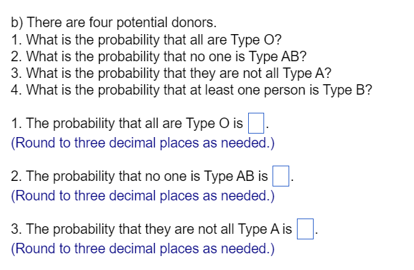 Solved b) There are four potential donors. 1. What is the | Chegg.com