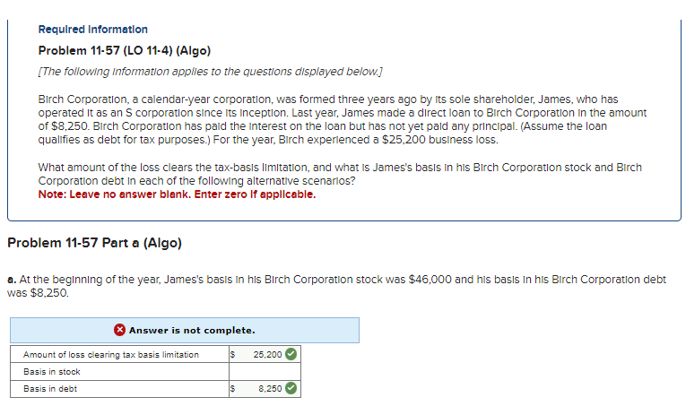 Solved Problem 11-57 (LO 11-4) (Algo) [The following | Chegg.com