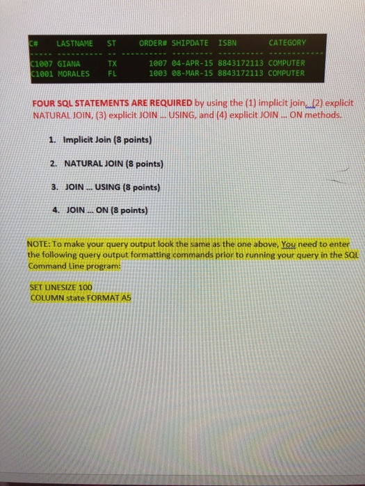 Solved ORDERS CUSTOMERS Order Orderdate stname Shipdate | Chegg.com