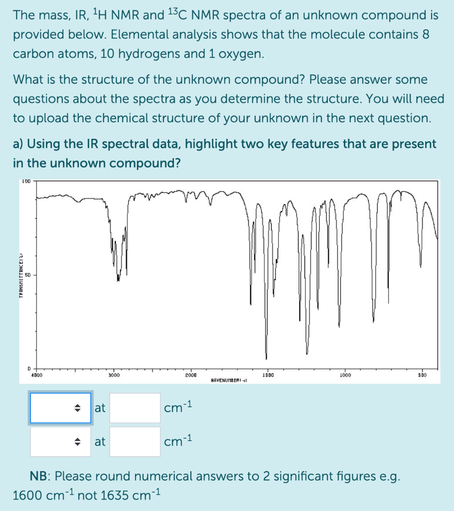 Solved The mass, IR, 1H NMR and 13C NMR spectra of an | Chegg.com
