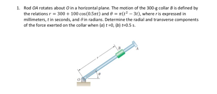 Solved 1. Rod OA rotates about O in a horizontal plane. The | Chegg.com Solved 1. Rod OA rotates about O in a horizontal plane. The | Chegg.com