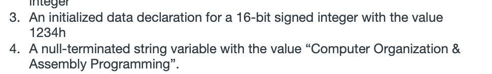 Solved 3. An initialized data declaration for a 16-bit | Chegg.com