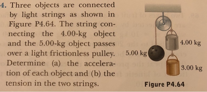 Solved 4. Three objects are connected by light strings as | Chegg.com