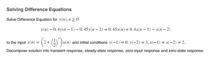 Solved Solving Difference Equations Solve Difference | Chegg.com