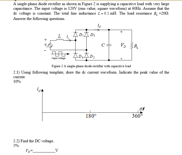 Solved A single-phase diode rectifier as shown in Figure 2 | Chegg.com