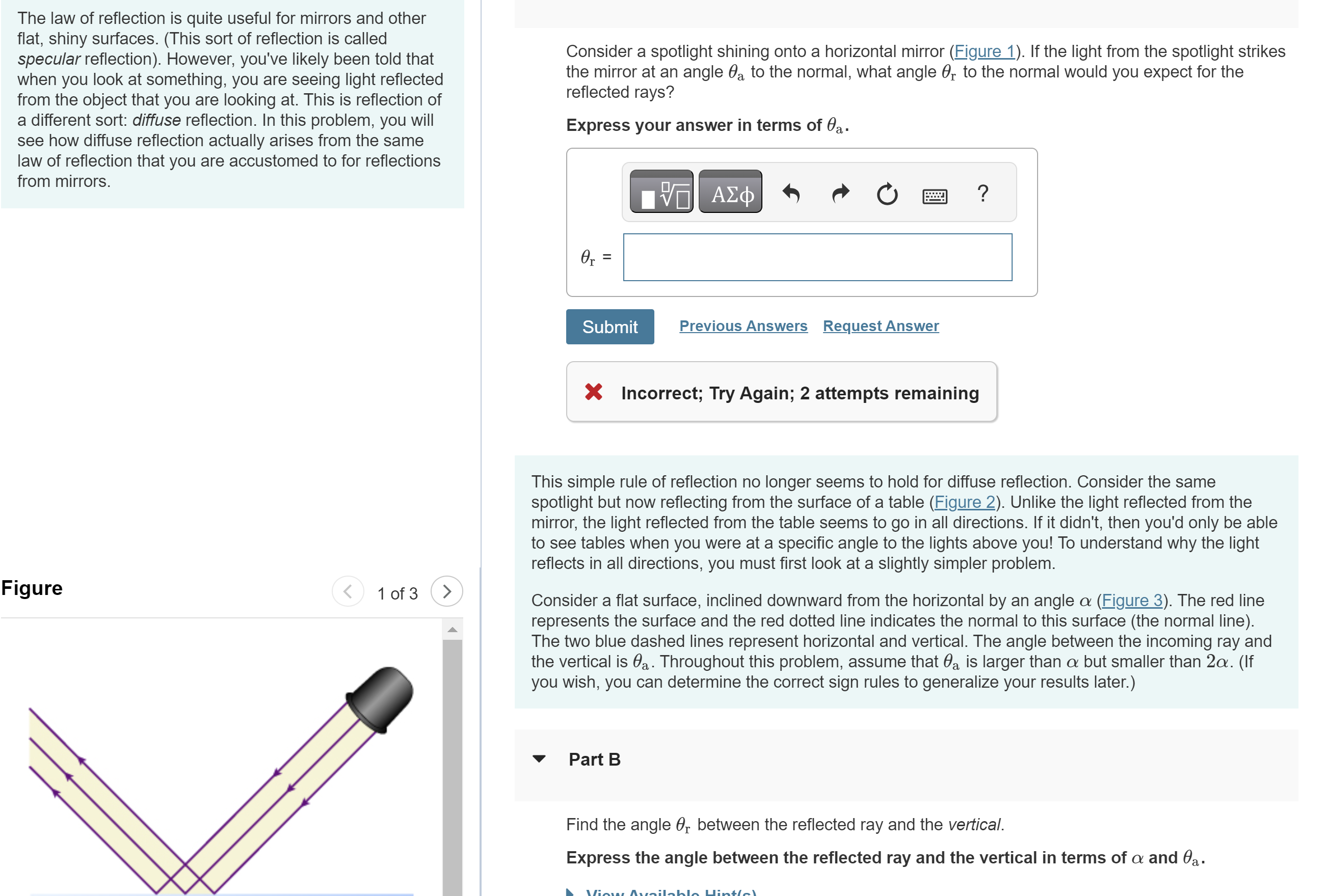 Solved The law of reflection is quite useful for mirrors and | Chegg.com