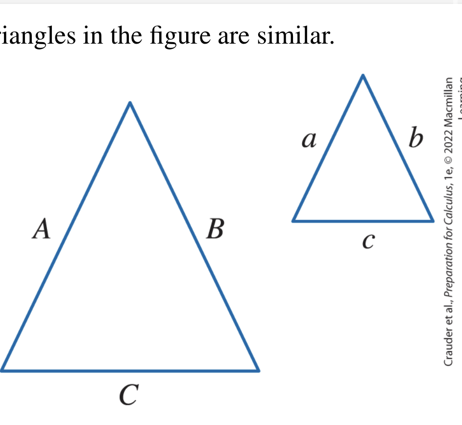 Solved The triangles in the figure are similar. Suppose | Chegg.com