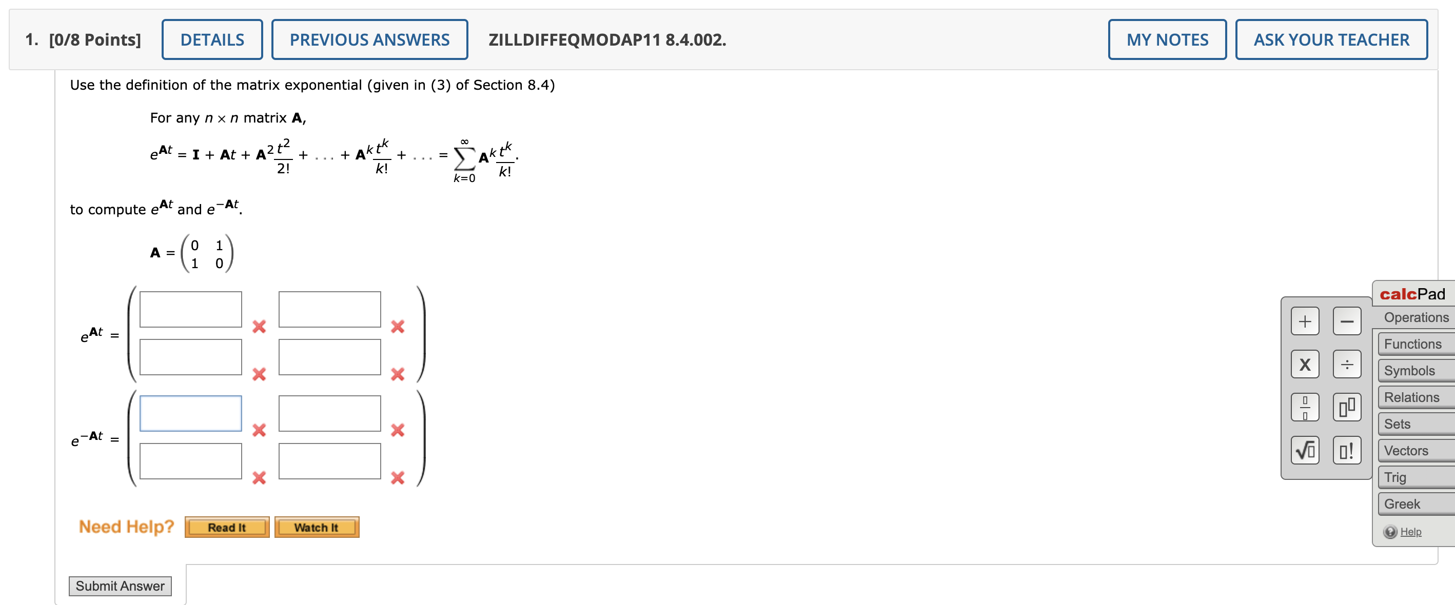 Solved Use the definition of the matrix exponential (given | Chegg.com