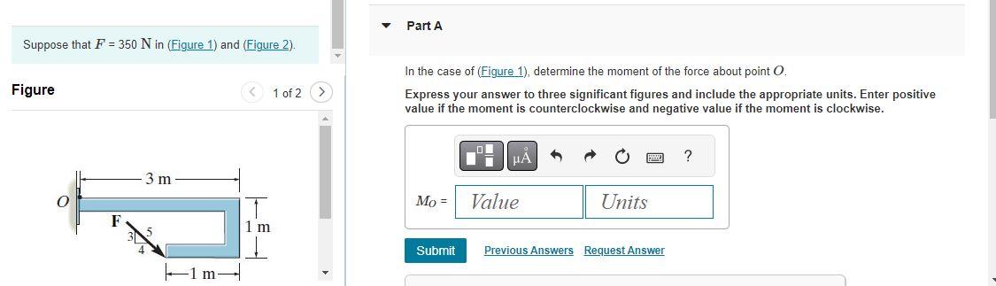Solved Suppose that F=350 N in and (Figure 2). Figure In the | Chegg.com