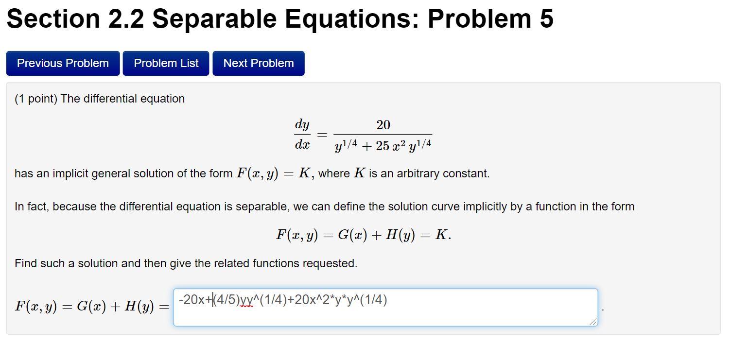 Solved Section 2.2 Separable Equations The differential | Chegg.com