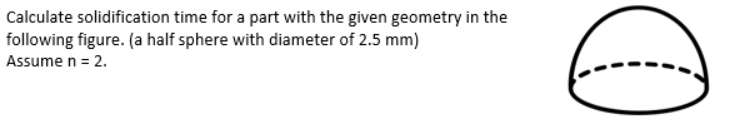 Calculate solidification time for a part with the | Chegg.com