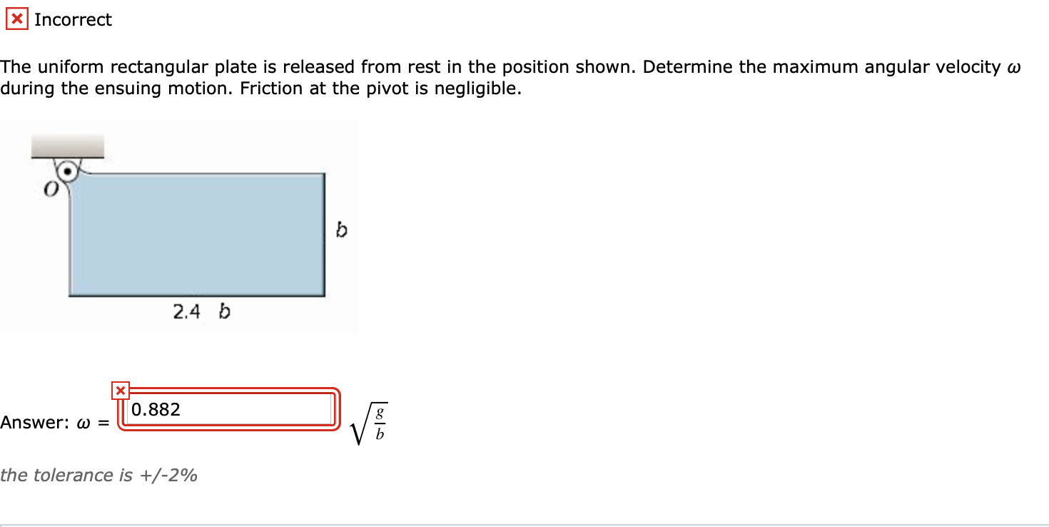 Solved *] Incorrect The uniform rectangular plate is | Chegg.com
