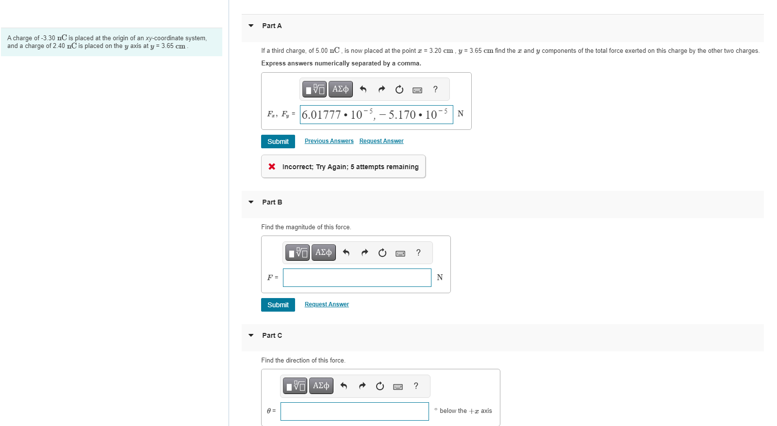 Solved A charge of −3.30nC is placed at the origin of an | Chegg.com