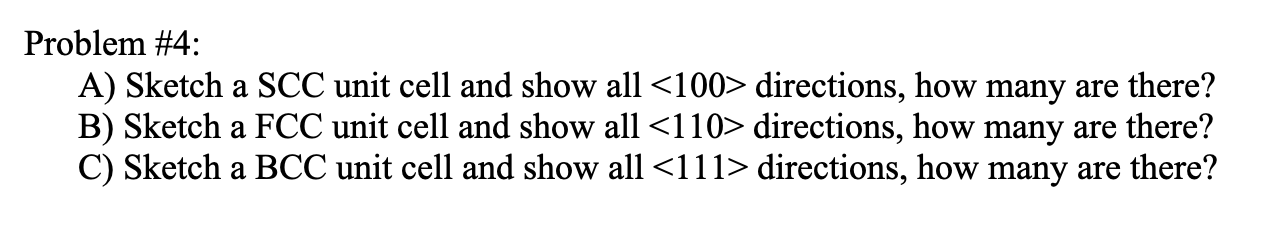 Solved Problem #4: A) Sketch a SCC unit cell and show all | Chegg.com
