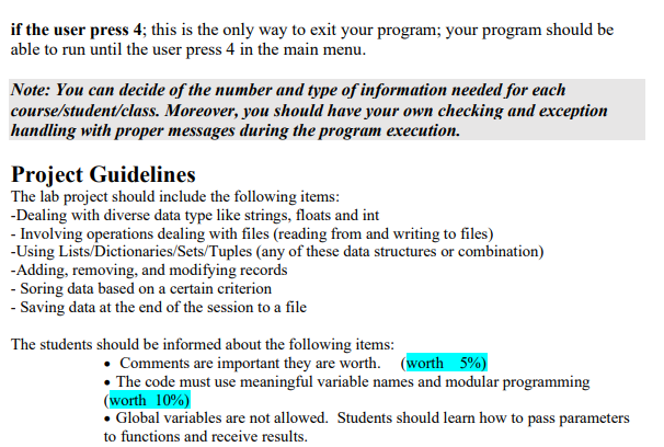 Solved Project description: You are required to develop a | Chegg.com