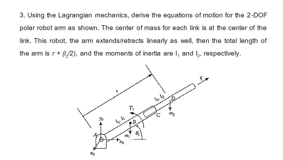 3. Using the Lagrangian mechanics, derive the | Chegg.com