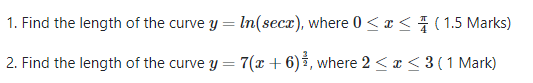 Solved 1. Find the length of the curve y=ln(secx), where | Chegg.com
