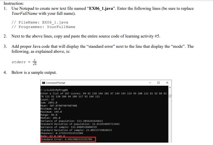 Solved Programming Exercise #06_1: In descriptive | Chegg.com