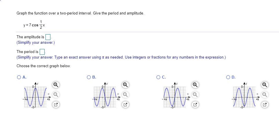 Solved Graph the function over a two-period interval. Give | Chegg.com