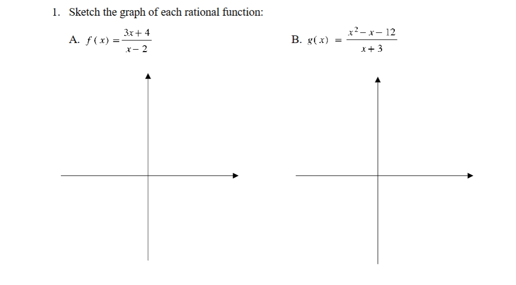 Solved 1. Sketch the graph of each rational function: A. | Chegg.com