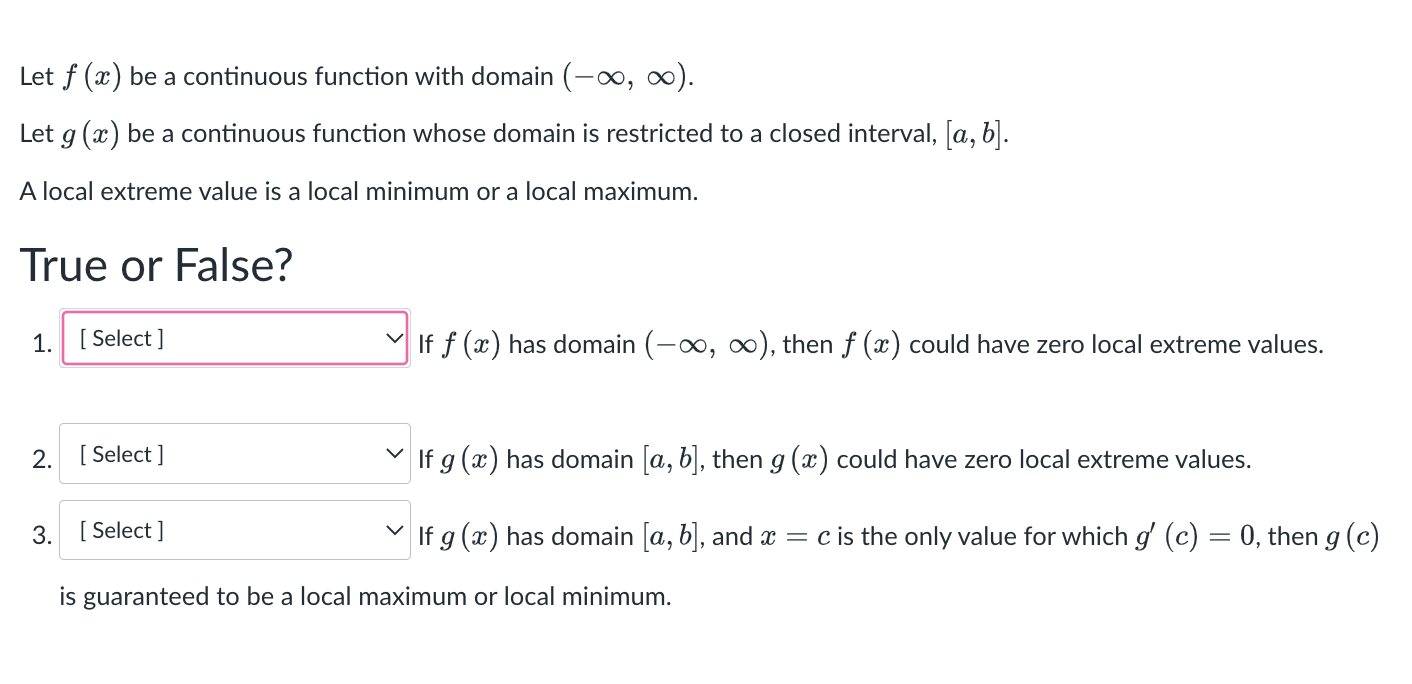 Solved Let f(x) be a continuous function with domain (−∞,∞). | Chegg.com