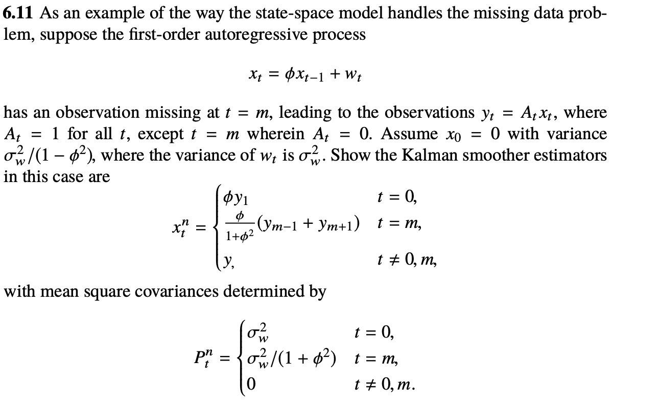 Solved 6.11 As an example of the way the state-space model | Chegg.com
