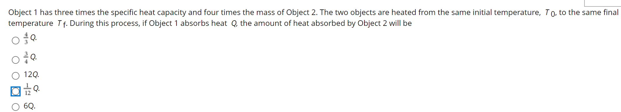 Solved Object 1 Has Three Times The Specific Heat Capacity