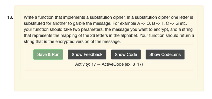 Solved 18. Write a function that implements a substitution | Chegg.com