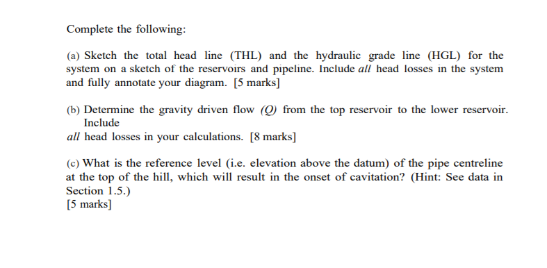 Solved Assignment Question 7: Gravity Driven Pipe Flow with | Chegg.com
